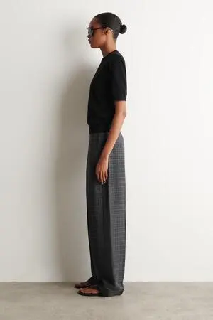 Cos Fringed Checked Linen-cotton Pants