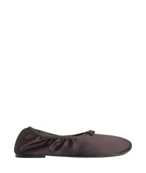 Cos Satin Ballet Flats With Bow Detailing - Brown