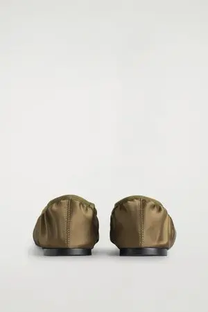Cos Satin Ballet Flats With Bow Detailing - Green