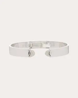 WYLD BOX Diamond Pavé Doppia Luna Slim Cuff - Silver