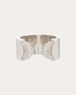 WYLD BOX Diamond Pavé Doppia Luna Ring In Rhodium-plated Sterling - Silver