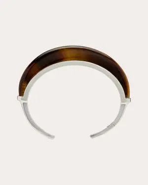 WYLD BOX Rhodium-plated Sterling Silver And Tiger's Eye Luna Cuff - Brown