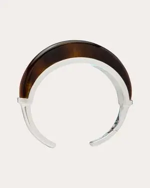 WYLD BOX Rhodium-plated Sterling Silver And Tiger's Eye Luna Cuff