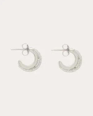 WYLD BOX Diamond Pavé Luna Huggie Earrings