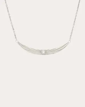 WYLD BOX Sterling White Topaz Curved Bar Necklace - Silver