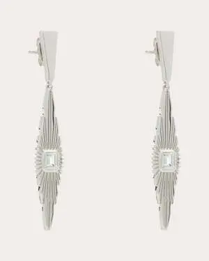 WYLD BOX Ray Of Light Medium Drop Earrings With White Topaz