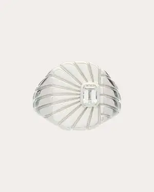 WYLD BOX White Topaz Ray Of Light Pinky Ring - Silver