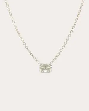 WYLD BOX Sterling White Topaz Solitaire Necklace - Silver