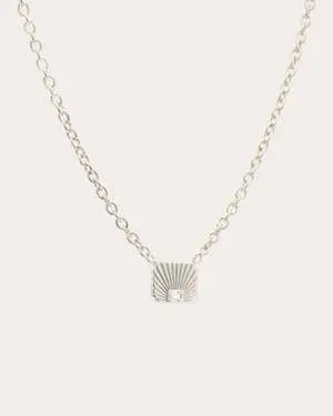 WYLD BOX Sterling White Topaz Solitaire Necklace