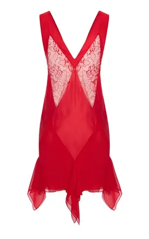 AURELIANA Alexia Silk Satin Mini Dress - Red