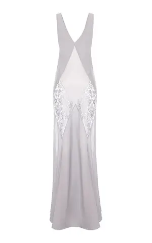 AURELIANA Alexia Silk Satin Slip Maxi Dress - Light Grey