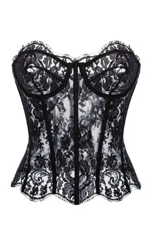 AURELIANA Cotton-blend Lace Bustier Top - Black