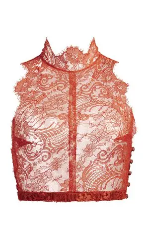 EVANGELISTA LINGERIE Theresa Cotton-blend Halter Top - Orange