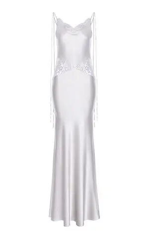 AURELIANA Astra Silk Satin Maxi Dress - Light Grey