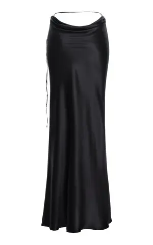 AURELIANA Draped Silk Satin Slip Skirt