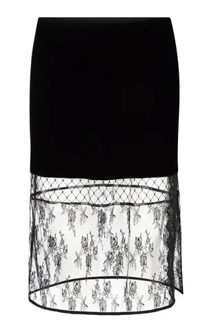 SLEEPING WITH JACQUES Francine Silk-blend Lace Midi Skirt