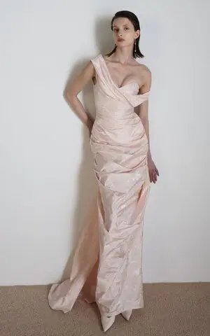 SANDRA MANSOUR Slow Burn Silk Brocade Maxi Dress
