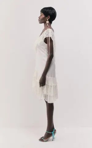 SLEEPING WITH JACQUES Annie Silk Satin Lace Mini Dress