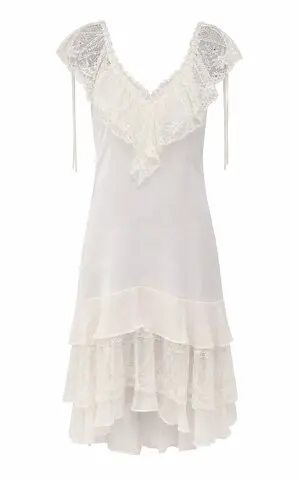 SLEEPING WITH JACQUES Annie Silk Satin Lace Mini Dress