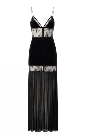 SLEEPING WITH JACQUES Kimberley Silk-blend Lace Maxi Dress - Black