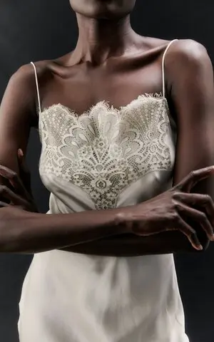 SLEEPING WITH JACQUES Nadia Silk Lace Maxi Slip Dress - Ivory