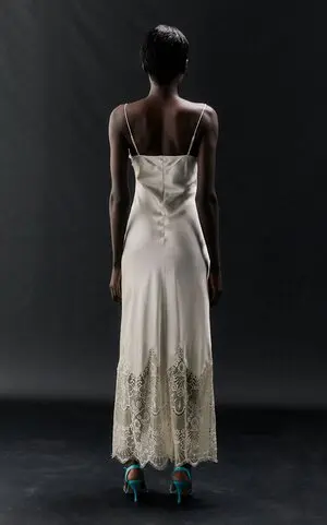 SLEEPING WITH JACQUES Nadia Silk Lace Maxi Slip Dress - Ivory