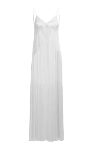 SLEEPING WITH JACQUES Francine Silk Lace Maxi Dress - White
