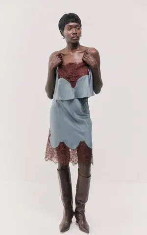 SLEEPING WITH JACQUES Nadia Silk Lace Midi Skirt