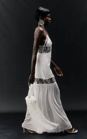 SLEEPING WITH JACQUES Kimberley Silk Georgette Lace Maxi Dress