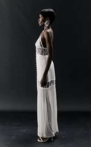 SLEEPING WITH JACQUES Kimberley Silk Georgette Lace Maxi Dress