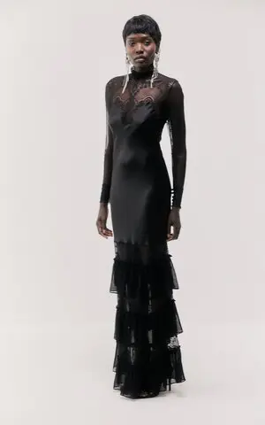 SLEEPING WITH JACQUES Emily Silk Lace Maxi Dress