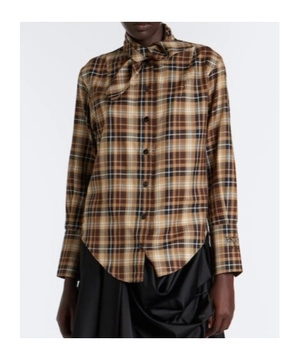 PATOU Bow-detail Checked Cotton Shirt