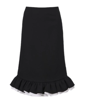 SHUSHU/TONG Ruffled Wool And Silk Midi Skirt - Black
