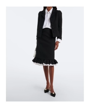 SHUSHU/TONG Ruffled Wool And Silk Midi Skirt