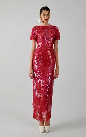 SALMA OSMAN Sequin Embellished Midi Dress