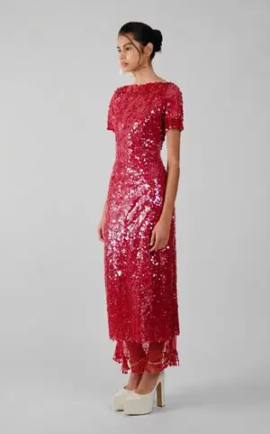 SALMA OSMAN Sequin Embellished Midi Dress