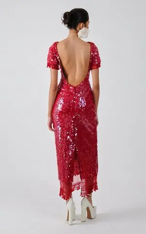 SALMA OSMAN Sequin Embellished Midi Dress