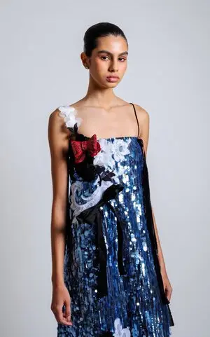 SALMA OSMAN Embellished Floral Midi Dress