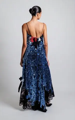SALMA OSMAN Embellished Floral Midi Dress