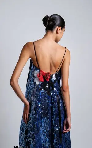 SALMA OSMAN Embellished Floral Midi Dress