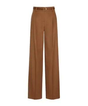 Max Mara Wool Wide-leg Trousers - Chestnut
