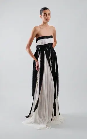 SALMA OSMAN Ribbon-trim Chiffon Maxi Dress