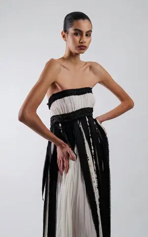 SALMA OSMAN Ribbon-trim Chiffon Maxi Dress