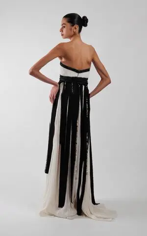 SALMA OSMAN Ribbon-trim Chiffon Maxi Dress