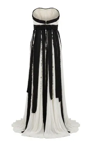 SALMA OSMAN Ribbon-trim Chiffon Maxi Dress