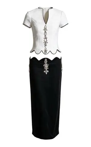 SALMA OSMAN Scalloped Maxi Set - Black/white