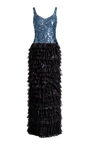SALMA OSMAN Embellished Tiered Maxi Dress - Multi