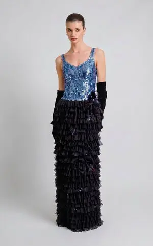 SALMA OSMAN Embellished Tiered Maxi Dress