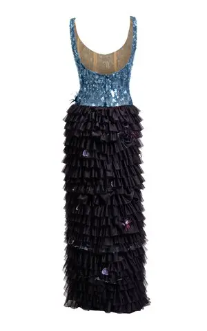 SALMA OSMAN Embellished Tiered Maxi Dress