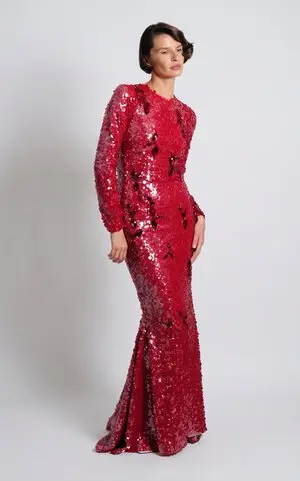 SALMA OSMAN Embellished Long-sleeve Maxi Dress